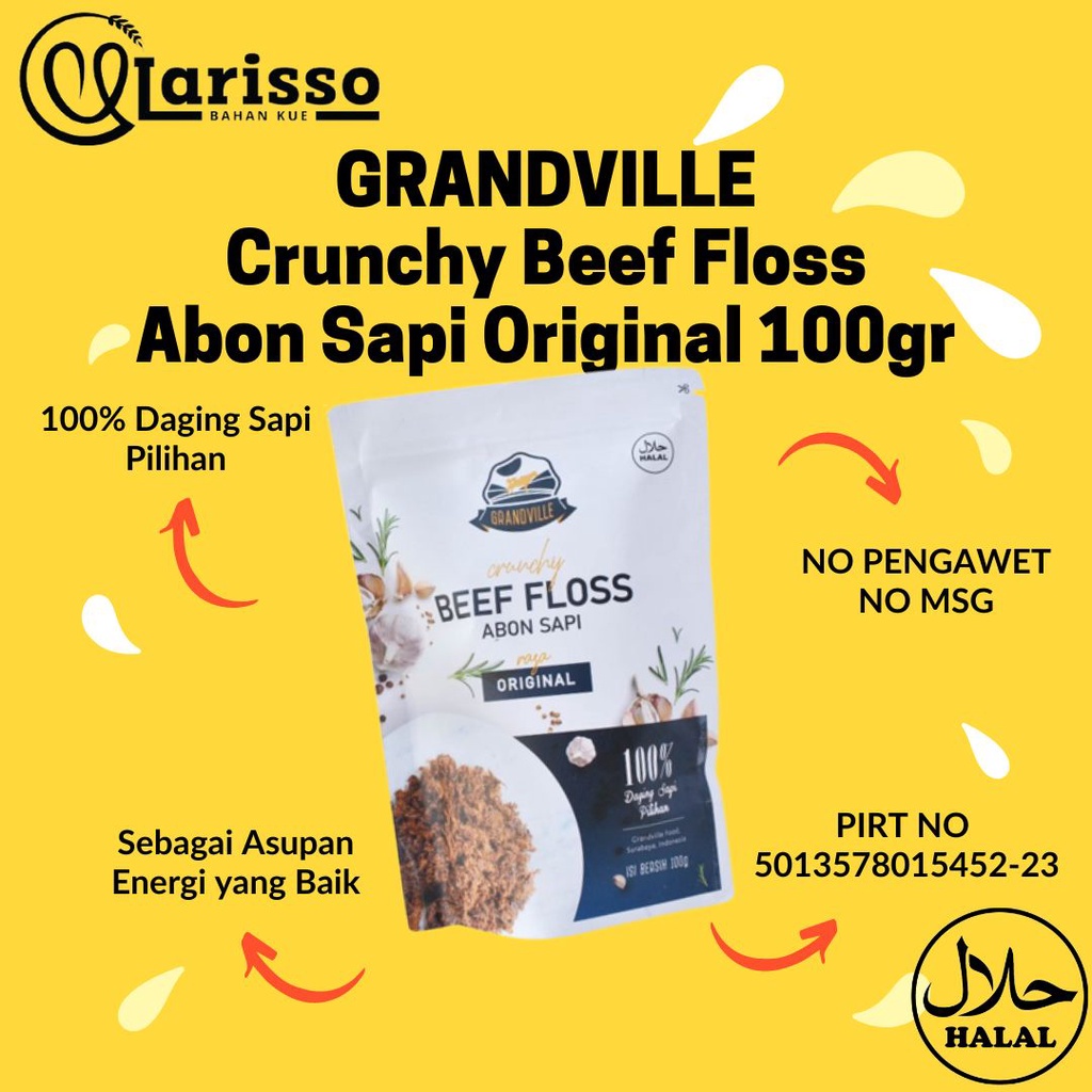 Jual GRANDVILLE CRUNCHY BEEF FLOSS ABON SAPI 100GR RASA ORIGINAL ...