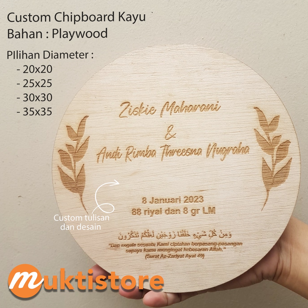Jual kayu nama hiasan box mahar | scrabbook | kayu grafir nama bulatan ...