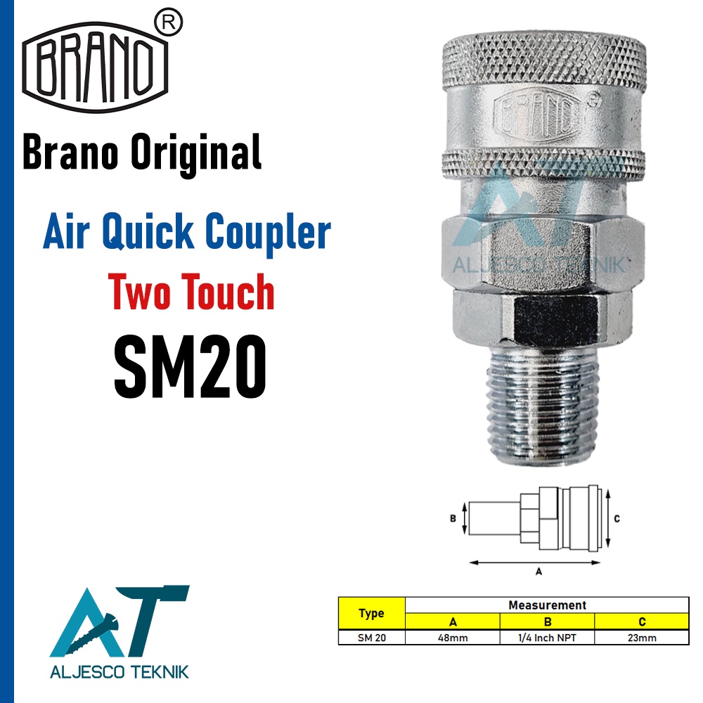 Jual BRANO SM20 SM QUICK COUPLER ANGIN 1/4 INCH SOCKET DRAT LUAR ...