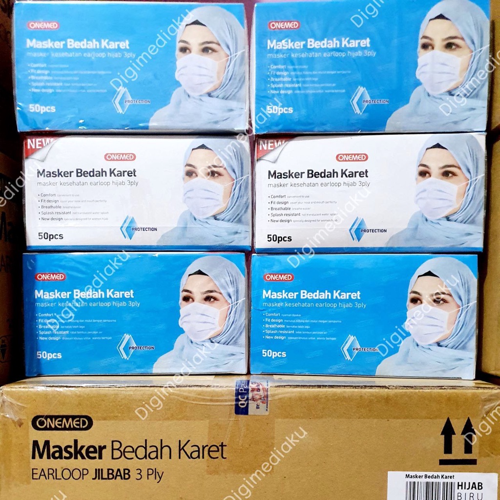 Jual Masker Hijab Putih Masker Jilbab Putih OneMed box 50pcs Masker ...