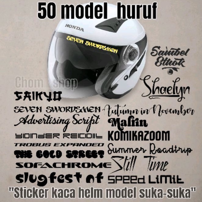 Jual sticker kaca helm costum/sticker nama costum | Shopee Indonesia