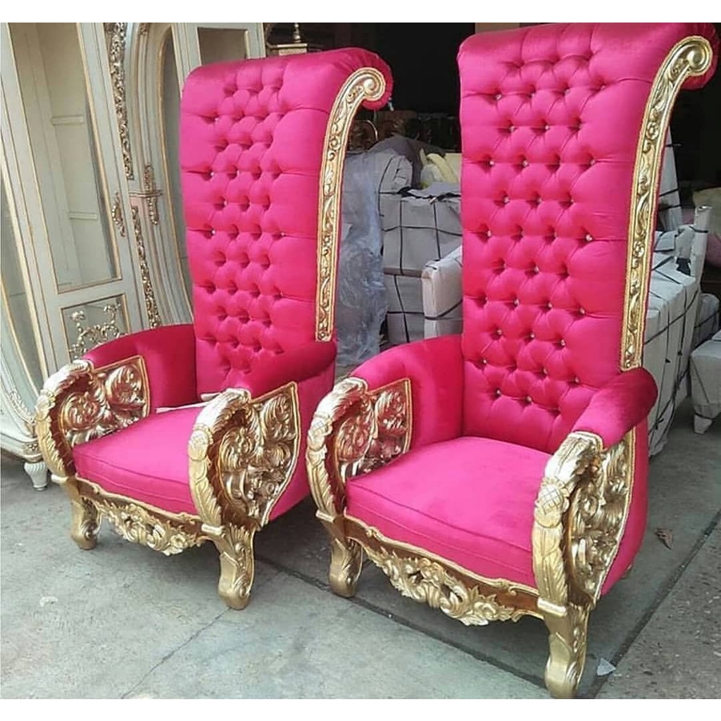 Jual 2 Kursi Raja Model Belagio Rangka Kayu Jati Finishing Gold ...