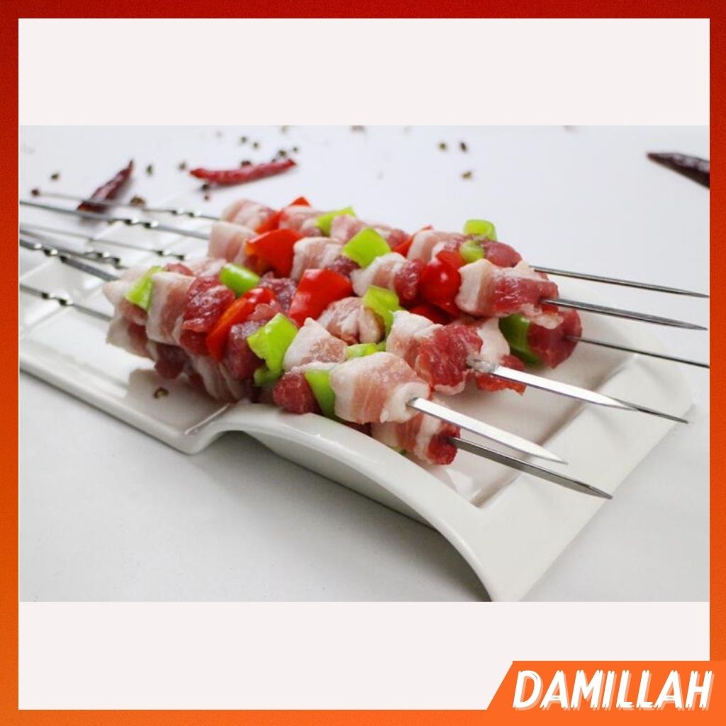 Jual Tusuk Sate Klatak Stainless Panjang Tusukan Daging BBQ Besi Anti ...