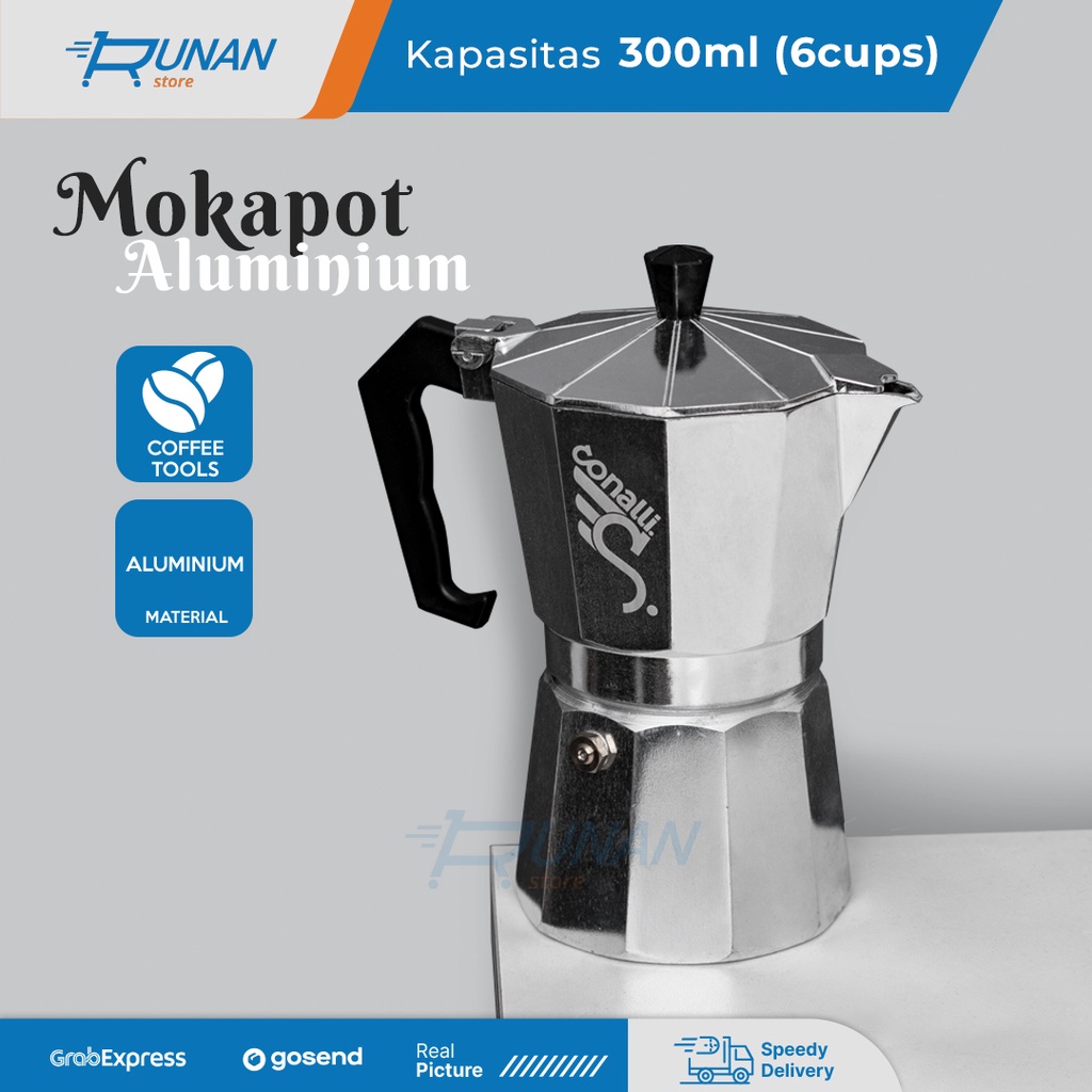 Jual Mokapot 300ml 6 Cup Moka Pot Conalli Alat Pembuat Espresso Maker Moka Pot 300 ml 6cup ...