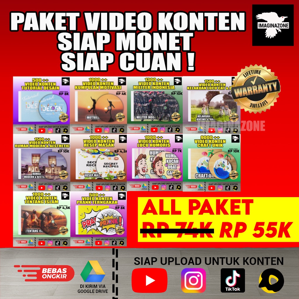 Jual COMBO PAKET VIDEO KONTEN 19.000++ YTSHORT/REELS AUTO MONET KREATOR ...
