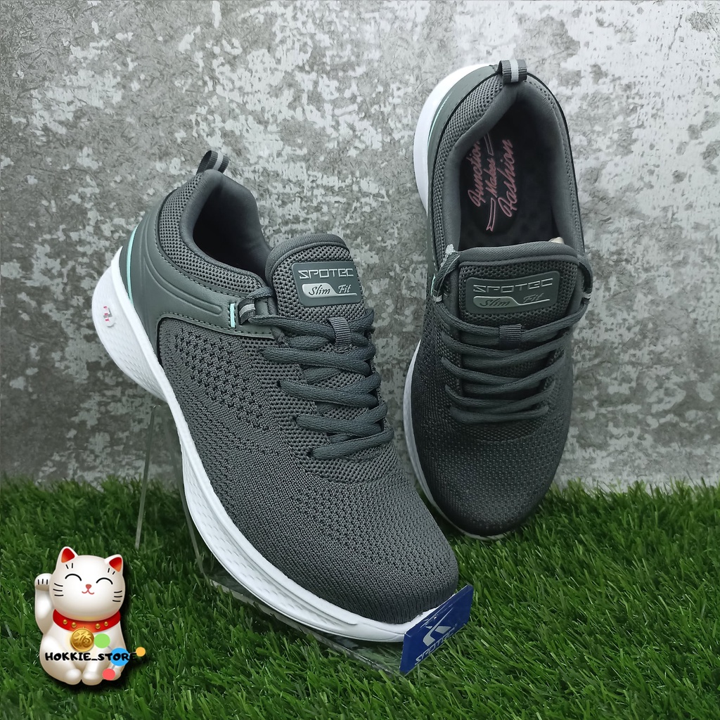 Jual SPOTEC Sepatu Running Artikel NAOMI abu tua/putih | Shopee Indonesia