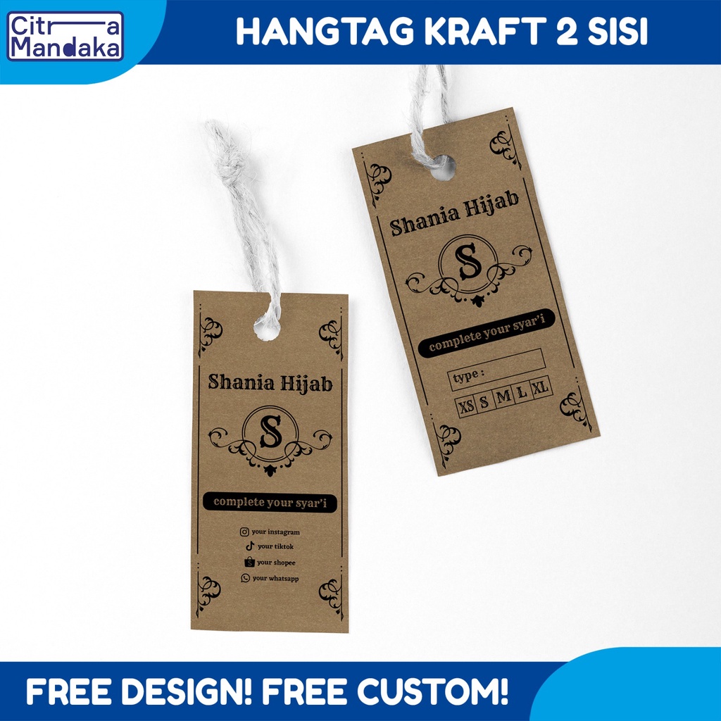 Jual Hang Tag Custom Kraft Paper 2 Sisi | Tag Label Baju | Tag Baju ...