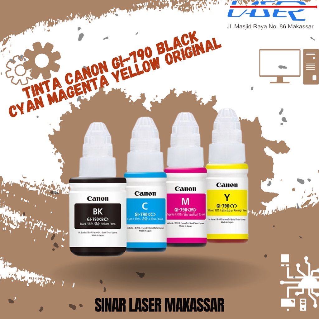 Jual TINTA CANON GI-790 BLACK CYAN MAGENTA YELLOW ORIGINAL TINTA ISI ...