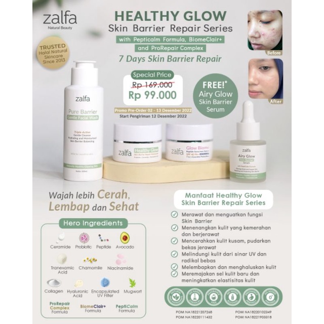 Jual Zalfa Healthy Glow Skin Barier Repair Series | Shopee Indonesia