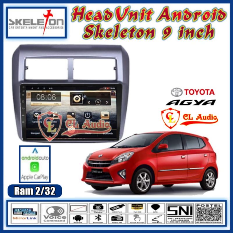 Jual Head Unit Android Skeleton 9 Inch OEM Ayla/Agya Carplay | Shopee ...