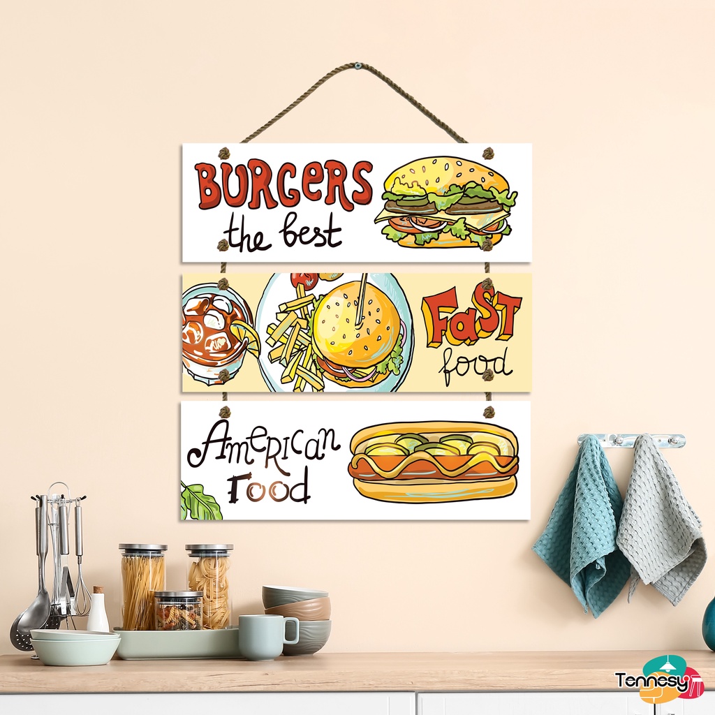 Jual TENNESY Hiasan Dinding Dapur Burger Food 3 Susun Dekorasi Dinding ...
