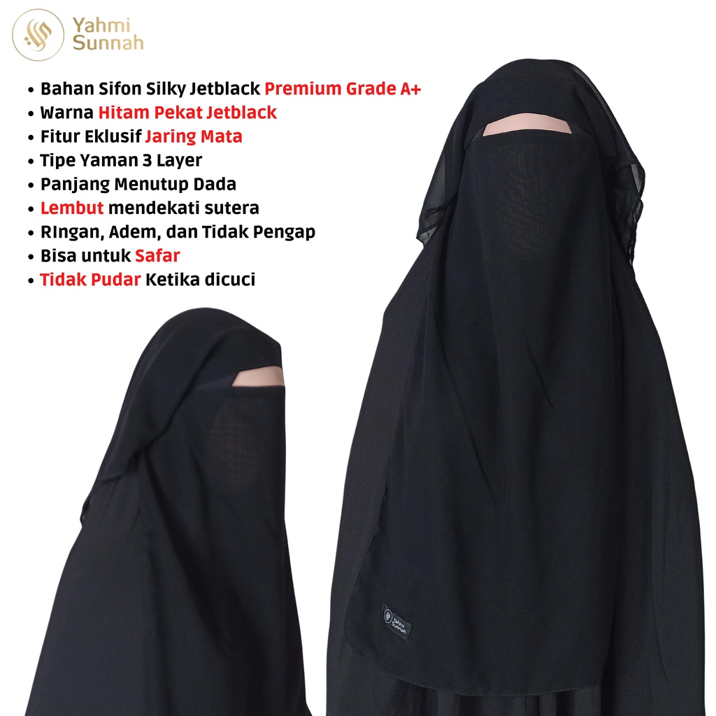 Jual Niqab Yaman Sifon Silky Jetblack 3 Layer Jaring Mata Purdah Cadar ...