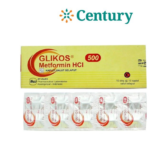 Jual GLIKOS 500MG 1 STRIP ISI 10 TAB / METFORMIN / OBAT DIABETES / OBAT ...