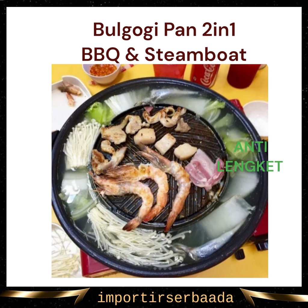 Jual IMP- Bulgogi Pan Panci Steamboat BBQ Grill Kompor 2in1 Panggangan ...