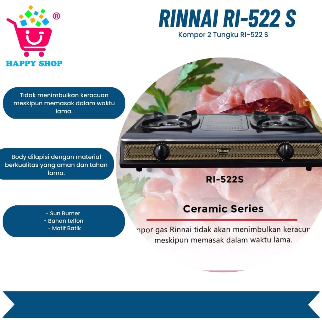 Jual Rinnai Kompor Gas 2 Tungku RI 522S | Shopee Indonesia