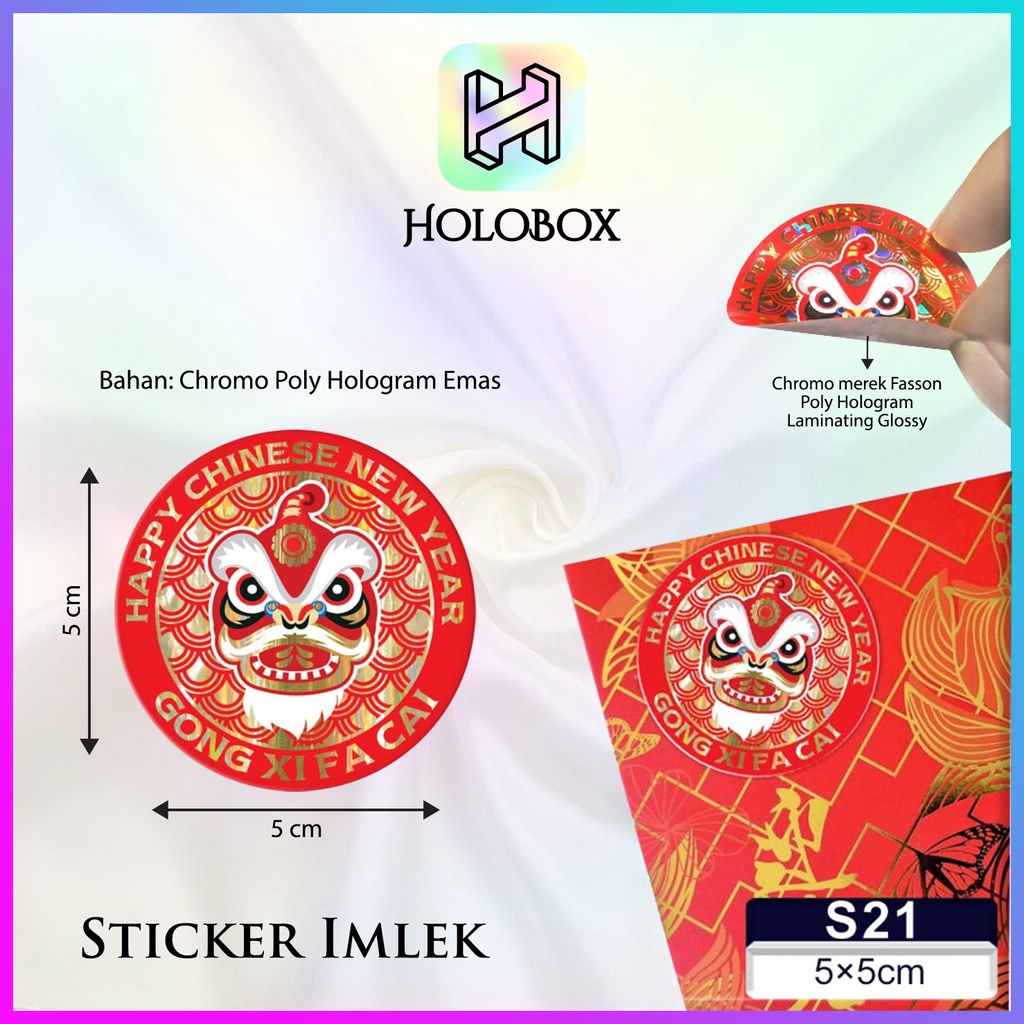 Jual Sticker|Sticker Murah|Hologram Emas|Sticker Chinese New Year|5x5 ...