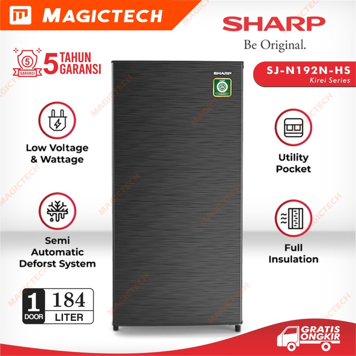 Jual KULKAS SHARP 1 PINTU SJ-N192N-HS / SJ-N192 / SJ-192 KIREI 184L - GREY | Shopee Indonesia