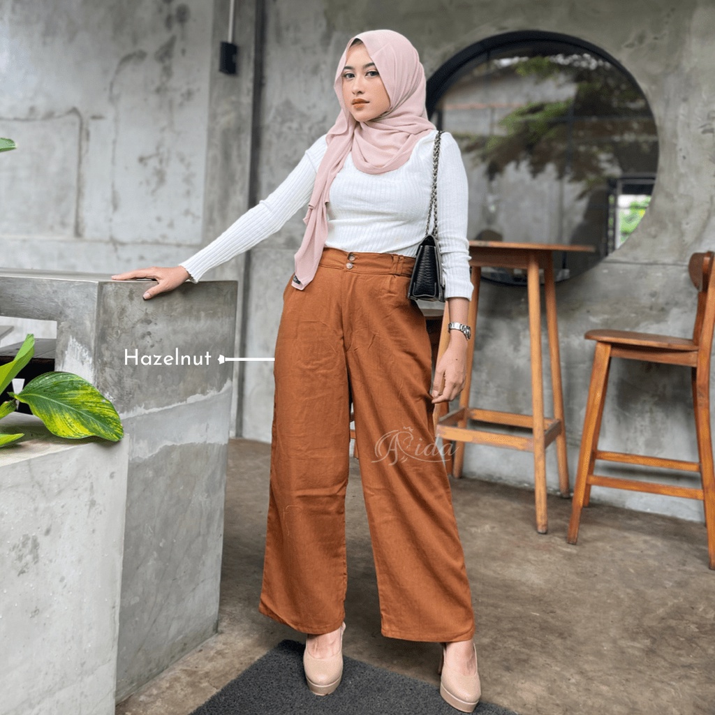 Jual Nora Kulot Kancing Linen Crinkle by AIDA | Shopee Indonesia