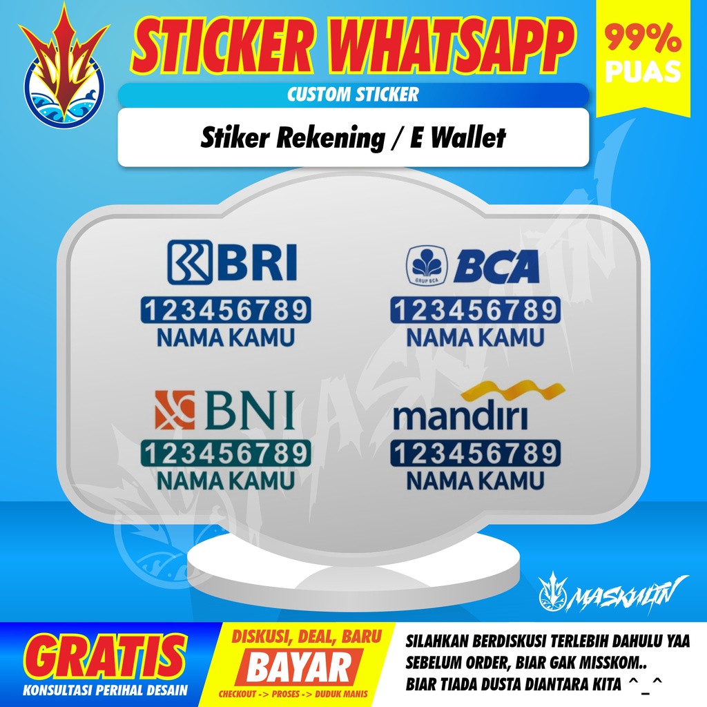Jual JASA DESAIN Custom Stiker WA (Whatsapp) - Stiker Rekening / E ...