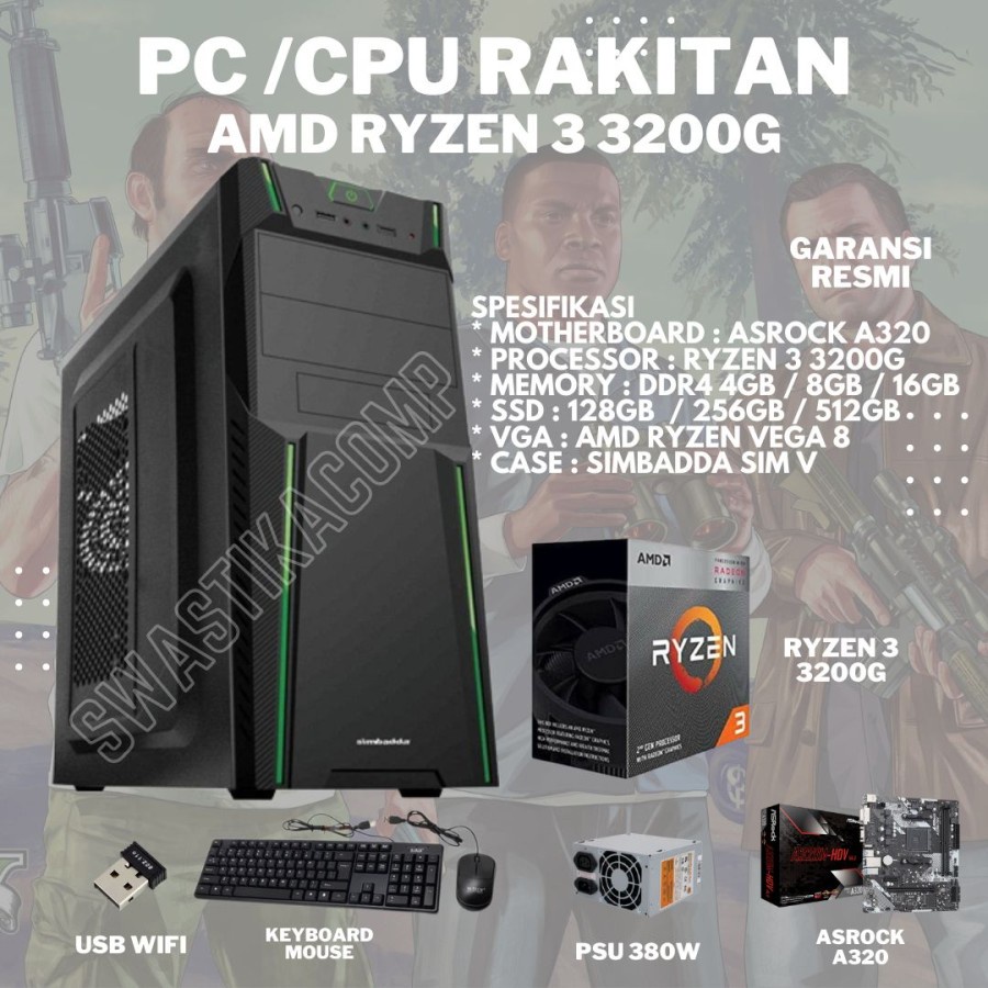 Jual PC Komputer Rakitan AMD Ryzen 3 3200G - CPU GAMING | Shopee Indonesia
