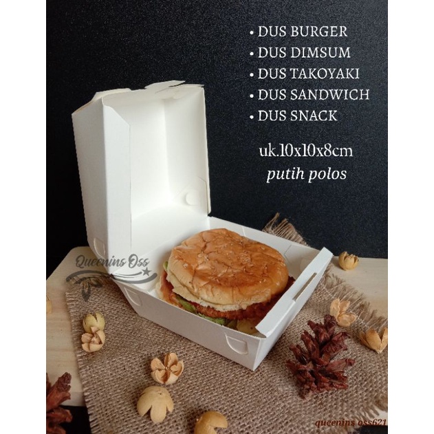 Jual (25pcs) DUS BURGER/DUS DIMSUM/DUS TAKOYAKI/DUS PUTIH POLOS ...