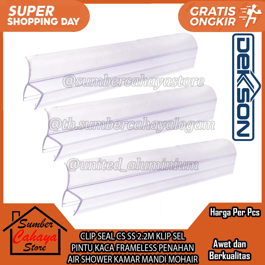 Jual Clip Seal CS SS 2.2m Klip Sel Pintu Kaca Frameless Penahan Air ...