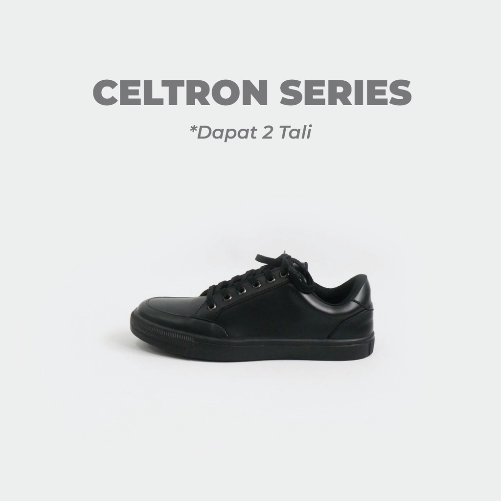 Jual Natara - Sepatu Hitam Wanita Sneakers Cewek Casual Celtron Full Black Series (2 Tali ...
