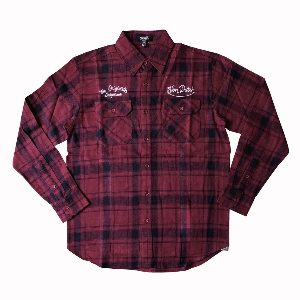 Jual Von Dutch Flannel 0739 Red | Shopee Indonesia