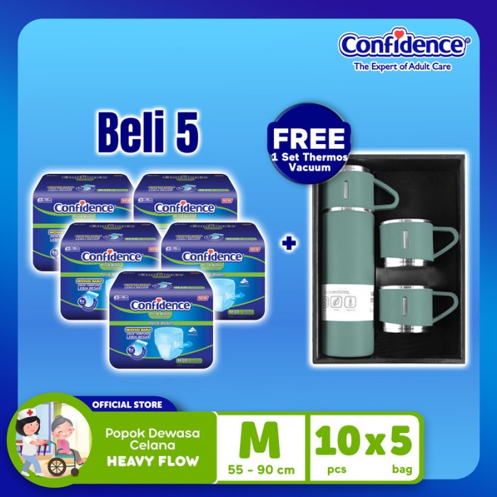 Jual Diaper Confidence Popok Celana Heavy Flow M 10 Buy 5 Free Thermos ...