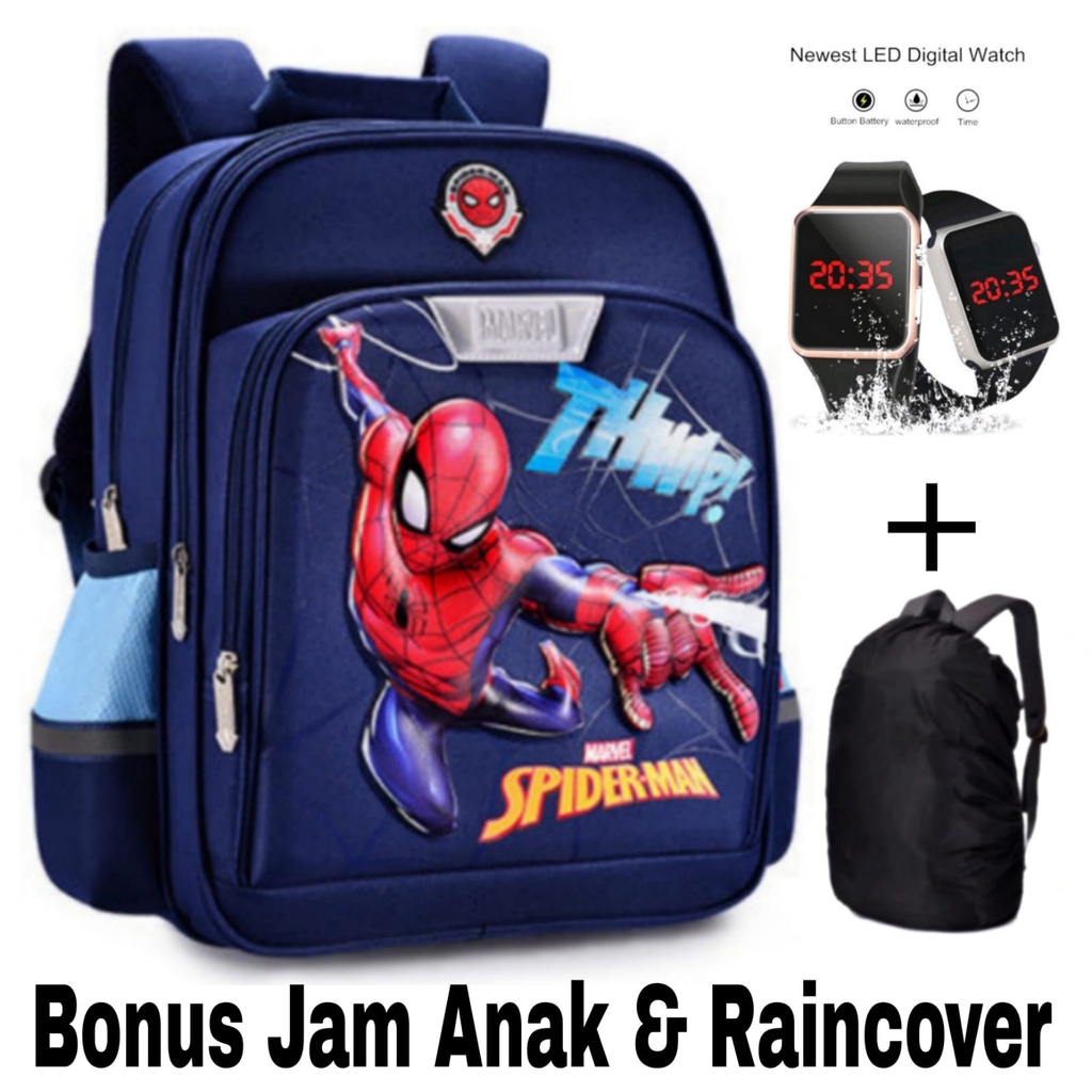 Jual tas ransel anak cowok - tas sekolah anak sd laki - tas anak laki bonus jam dan raincover ...