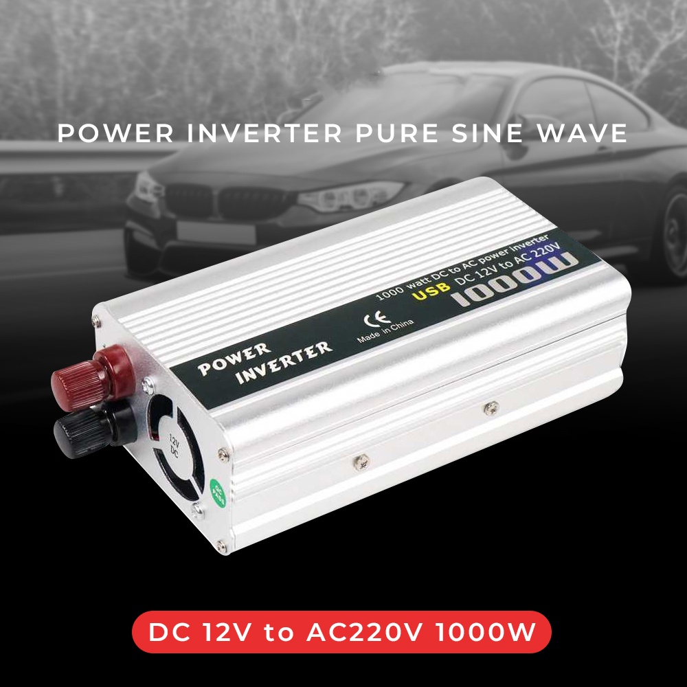 Jual CCar Power Inverter Pure Sine Wave USB Port DC 12V to AC220V 1000W - KS001 - Silver mobil87 ...