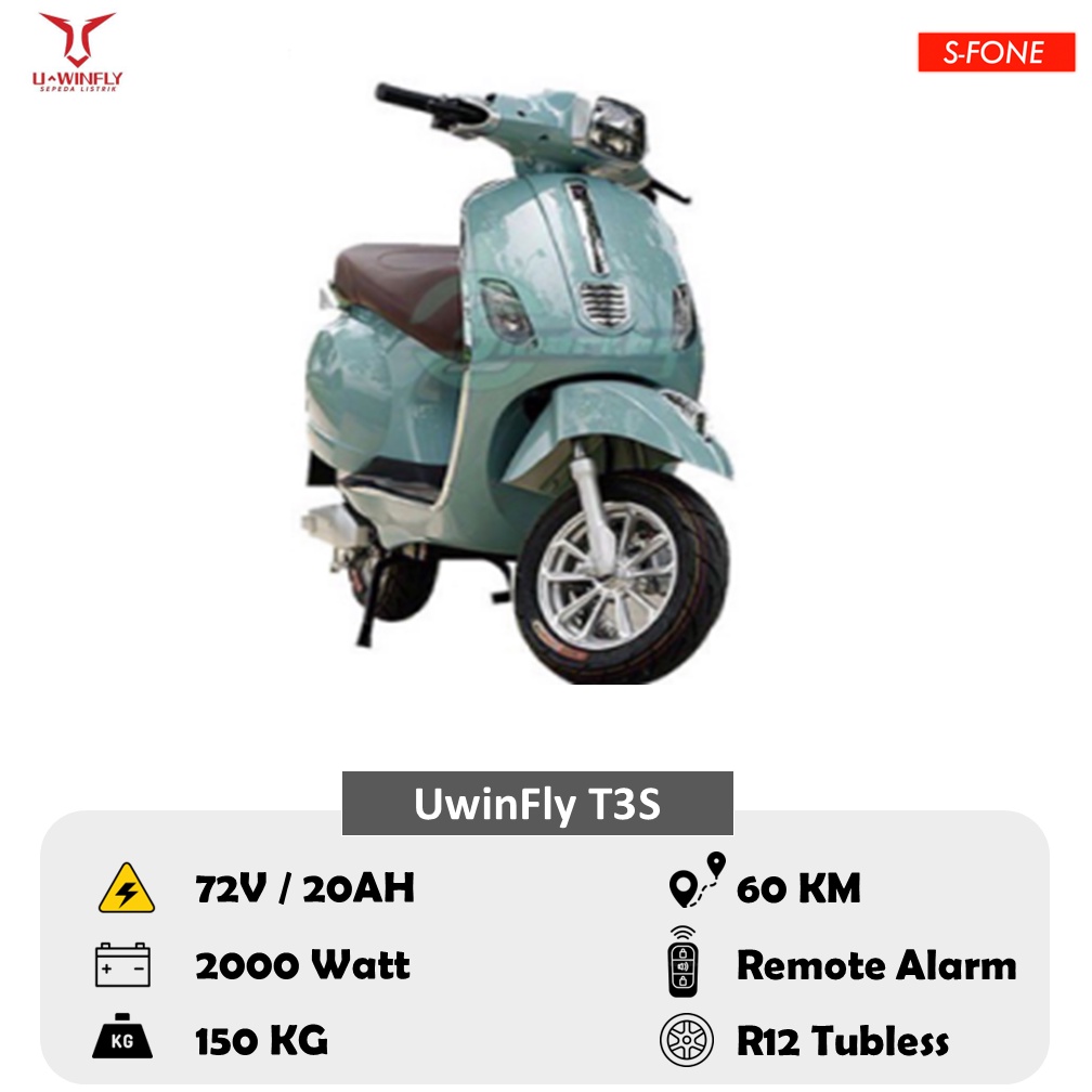 Jual Uwinfly Motor Listrik T3S Battery 1200 Watt Double Cakram | Shopee Indonesia