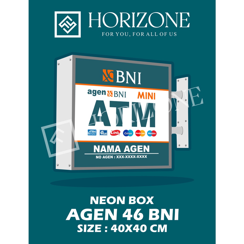 Jual NEON BOX AGEN 46 BNI 40X40 CM KOTAK AKRILIK | Shopee Indonesia