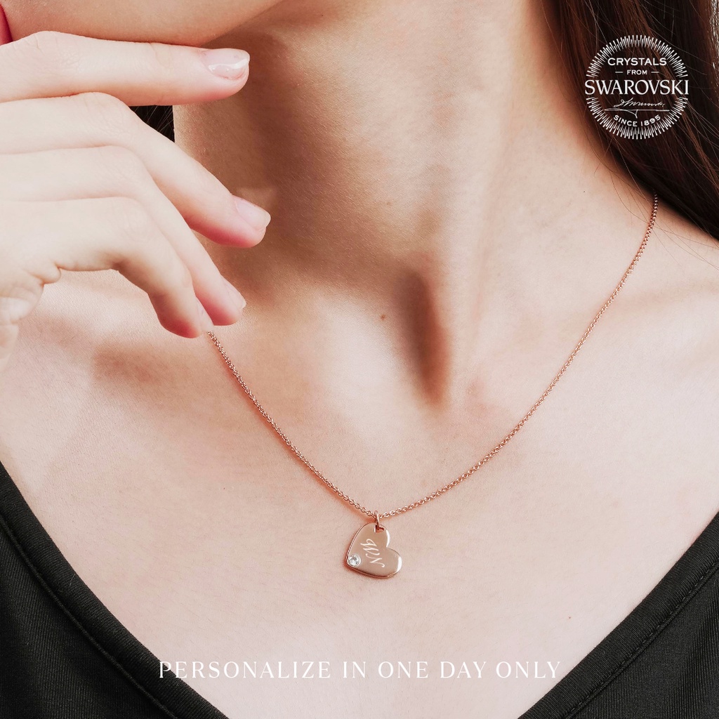Jual Aeroculata Heart Crystal Necklace Kalung Hati Custom Initial Nama Perak 925 Sterling Silver ...