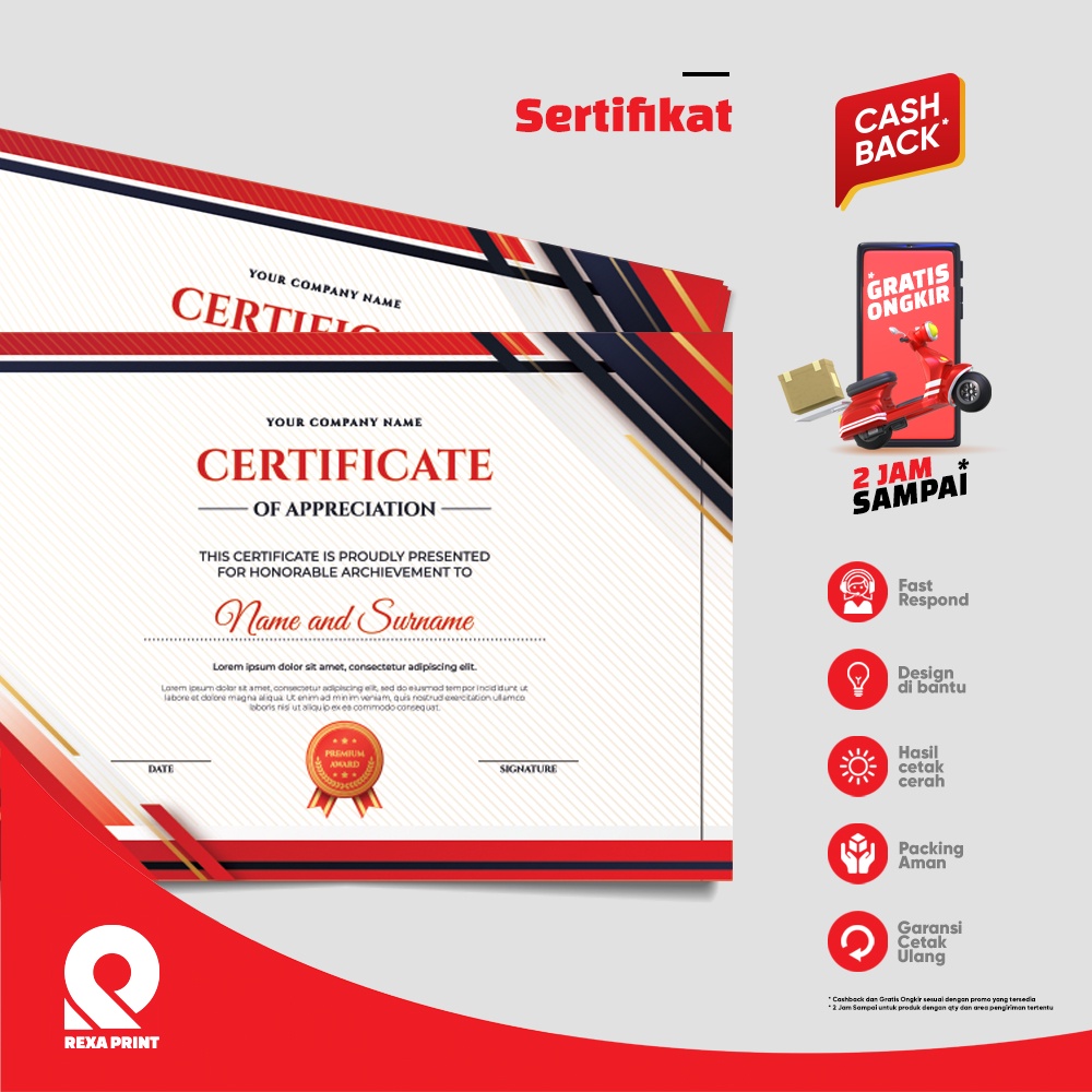 Jual Sertifikat . Piagam Custom | Shopee Indonesia