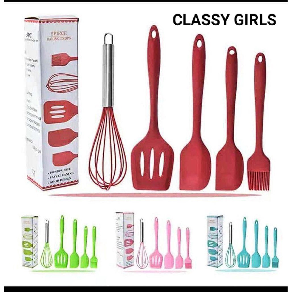 Jual SPATULA SILICONE SET ALAT MASAK 5 IN 1/ BAKING PROPS SET 5 PCS ...