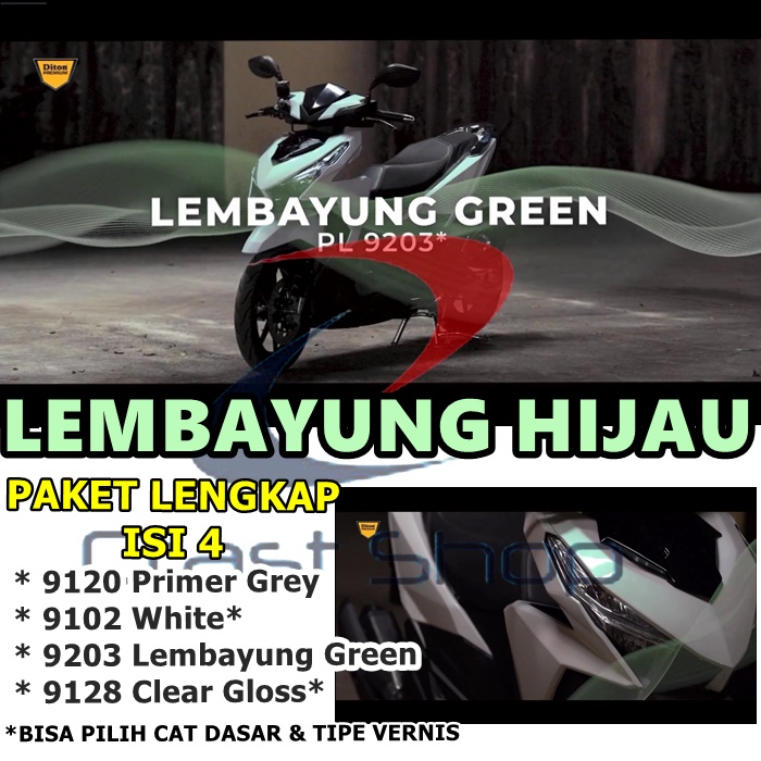 Jual Paket Lengkap Cat Pilox Diton Premium 9203 Lembayung Green Warna Hijau Mutiara Metalik ...