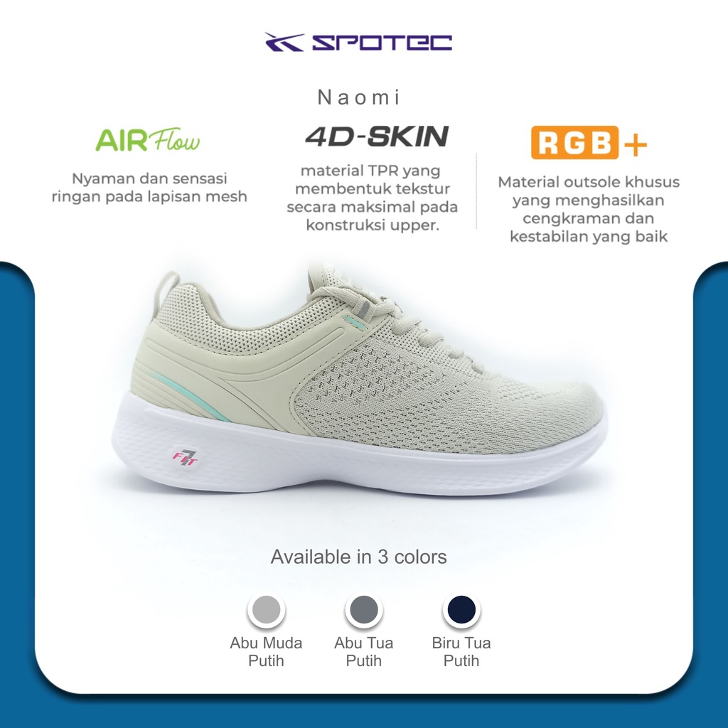 Jual SPOTEC Sepatu SNEAKER Artikel NAOMI-Abu Muda/Putih | Shopee Indonesia