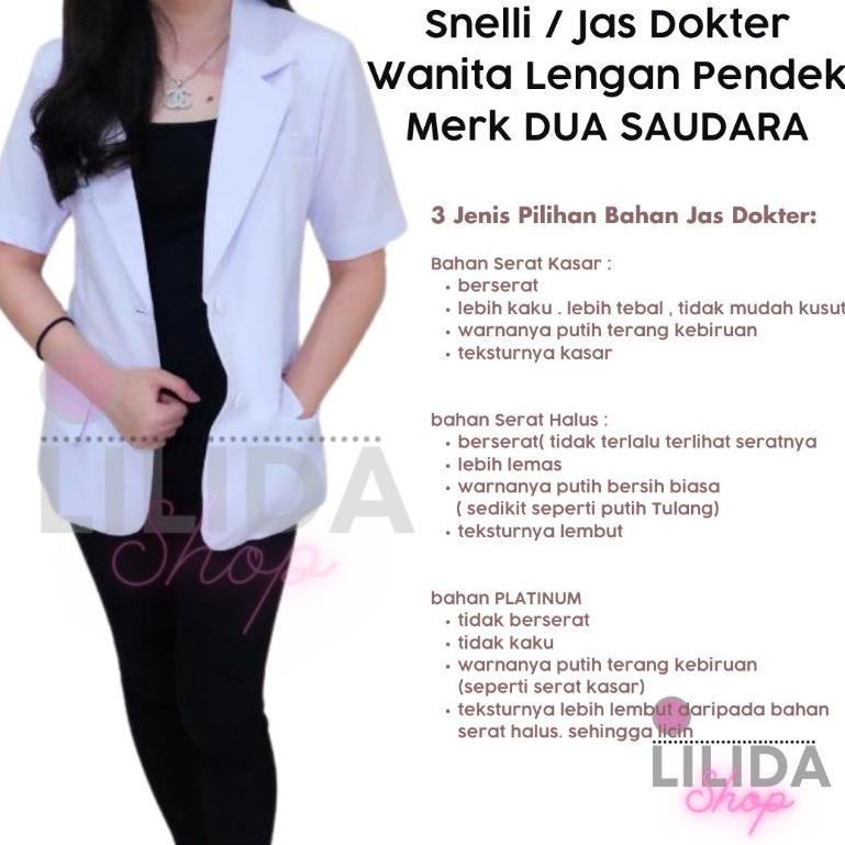 Jual MENARIK jas dokter snelli wanita lengan pendek merk DUA SAUDARA ...