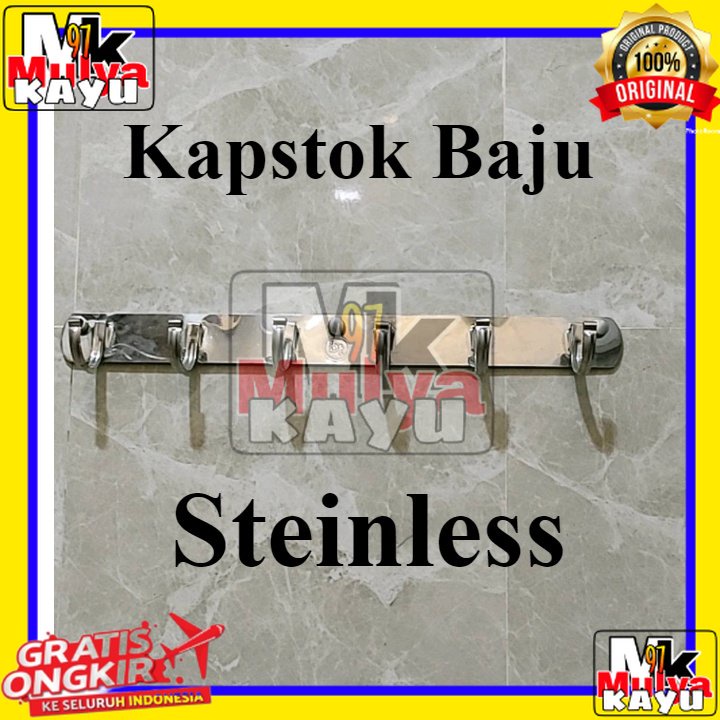 Jual Gantungan Baju Dinding 6 Kait Tebal / Kapstok Stainless Steel Kuat ...
