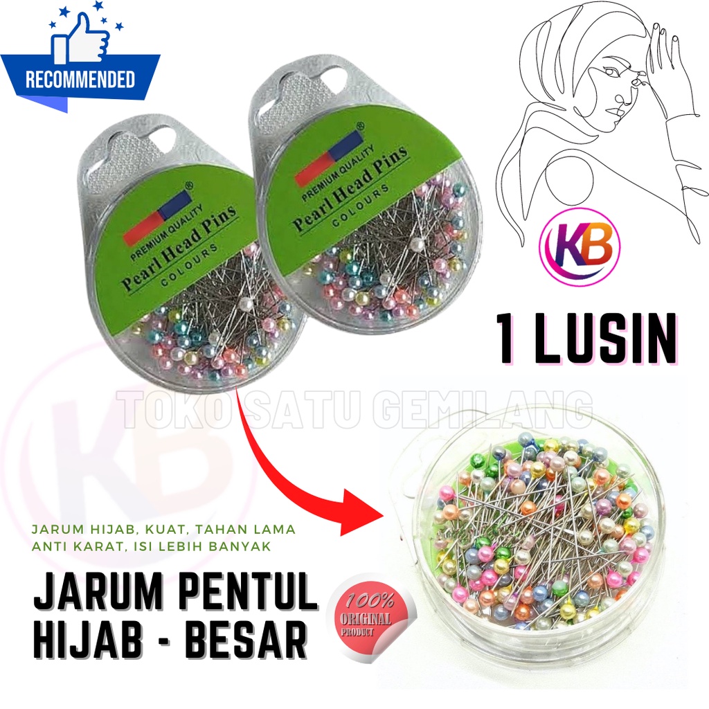 Jual 1 LUSIN (12 BOX) Jarum Pentul Mutiara Mika Bulat Besar - Jarum ...