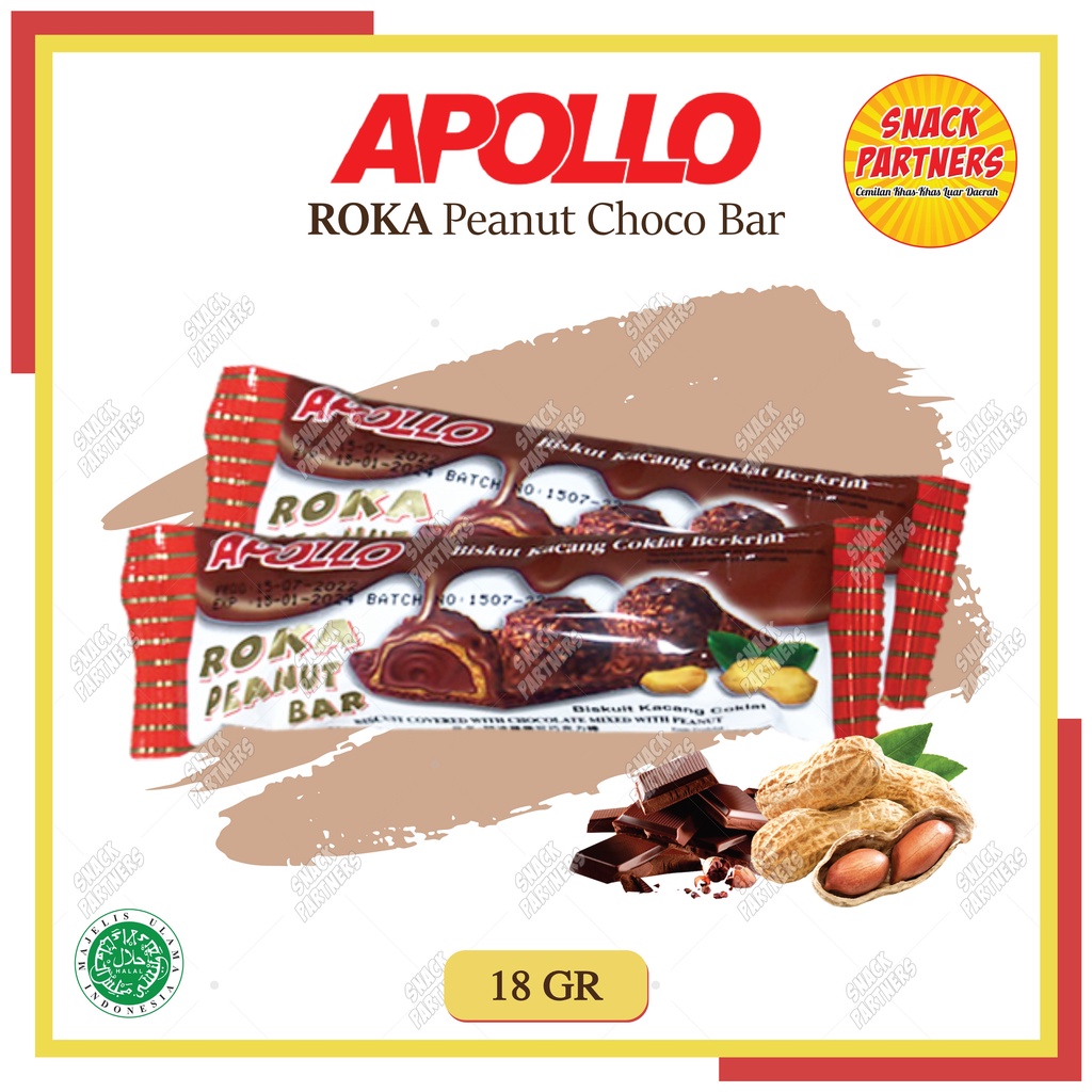 Jual APOLLO ROKA PEANUT Choco Bar 1 PCS / 18 GR - Biskuit / Wafer Salut ...