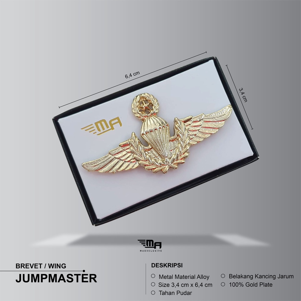 Jual WING JUMP MASTER PDH BRIVET BREVET PIN JUMP MASTER | Shopee Indonesia