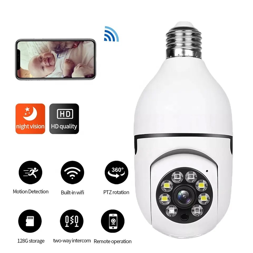 Jual CCTV Wifi IP Camera Bulb Xmeye / ICSEE / V380 PRO Panoramic Bohlam ...