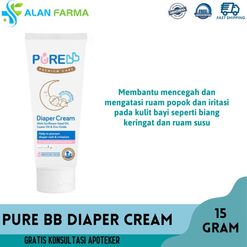Jual Pure BB Diaper Cream 15 gram | Salep Ruam Popok Pure BB | PureBB ...