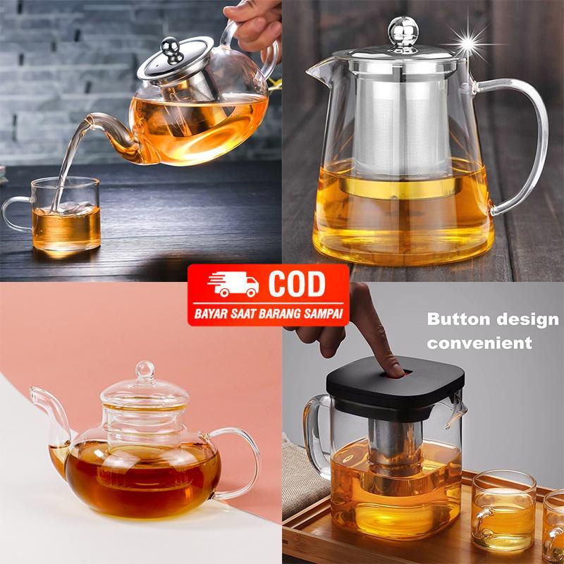 Jual [Tahan Panas] Teko teh kopi dengan saringan Teapot Maker 350ml 550ml 750ml 950ml 1,6L 2L ...