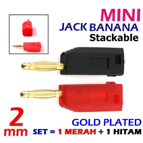 Jual Jack Banana Plug Mini Stackable 2mm Konektor Male / Jantan Gold ...