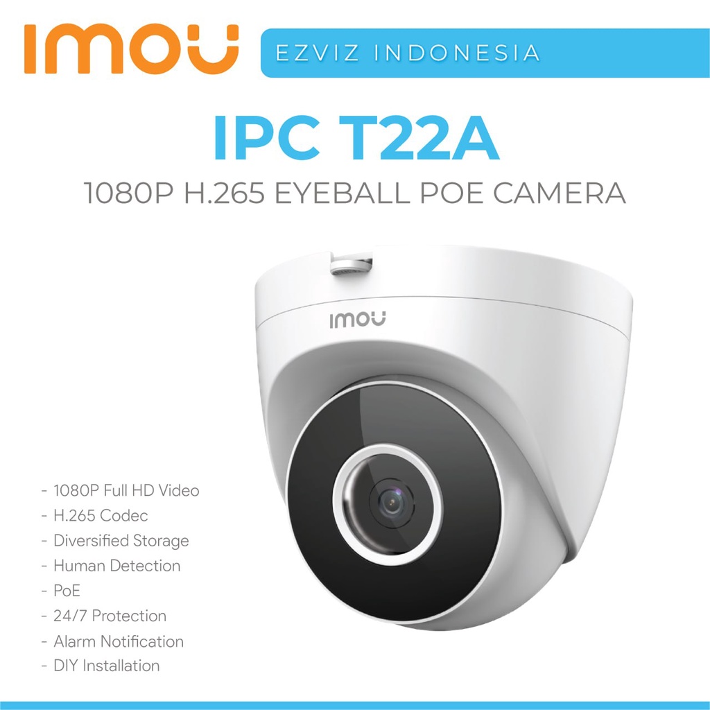 Jual IMOU IPC-T22AP DAHUA IMOU H.265 POE TURRET IP CAMERA BERGARANSI ...