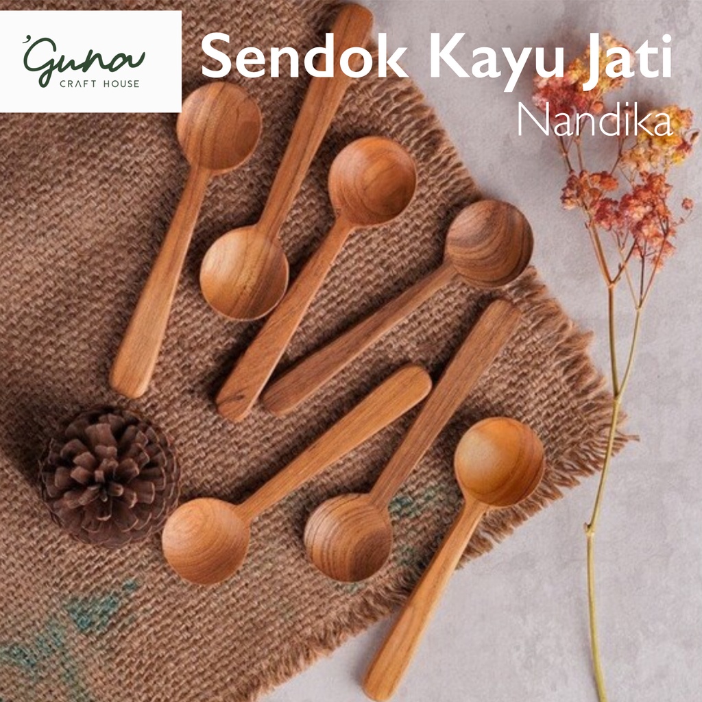 Jual Sendok Kayu Jati Nandika - Natural Teak Wooden Spoon - Handmade ...
