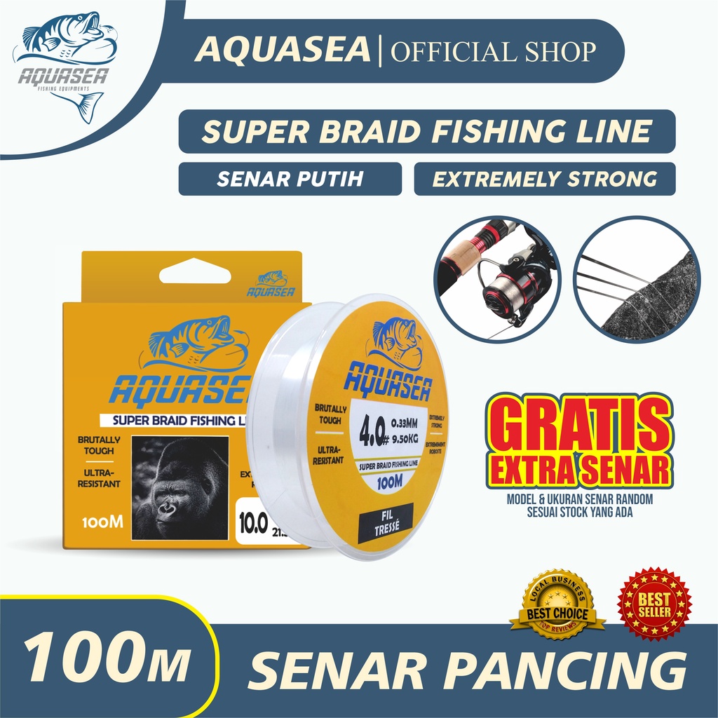 Jual AQUASEA Tali Pancing 100m Warna Putih Senar Pancing Nilon Tough ...